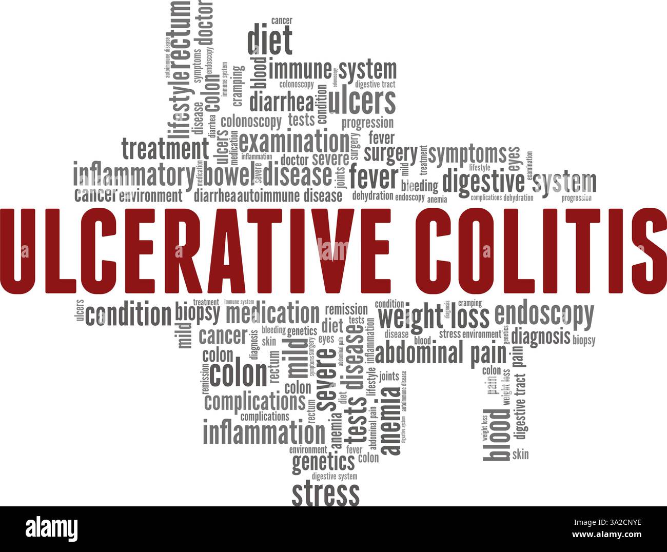 Ulcerative Colitis vector illustration word cloud isolated on a white ...