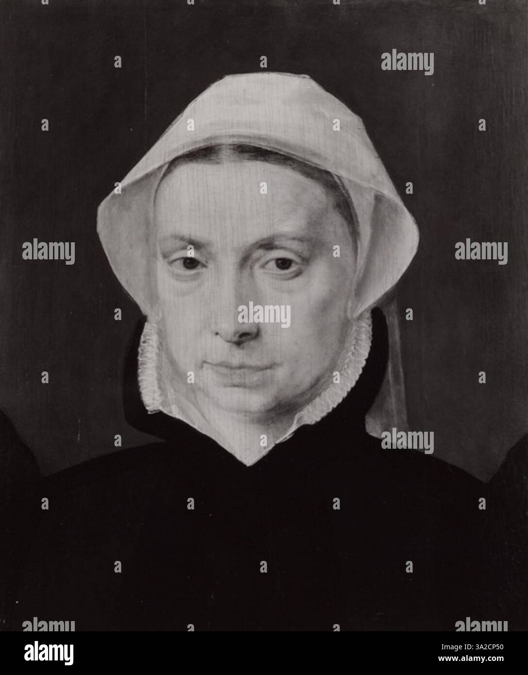 This portrait, attributed to Willem Key, shows an unknown woman in formal attire. The work ...