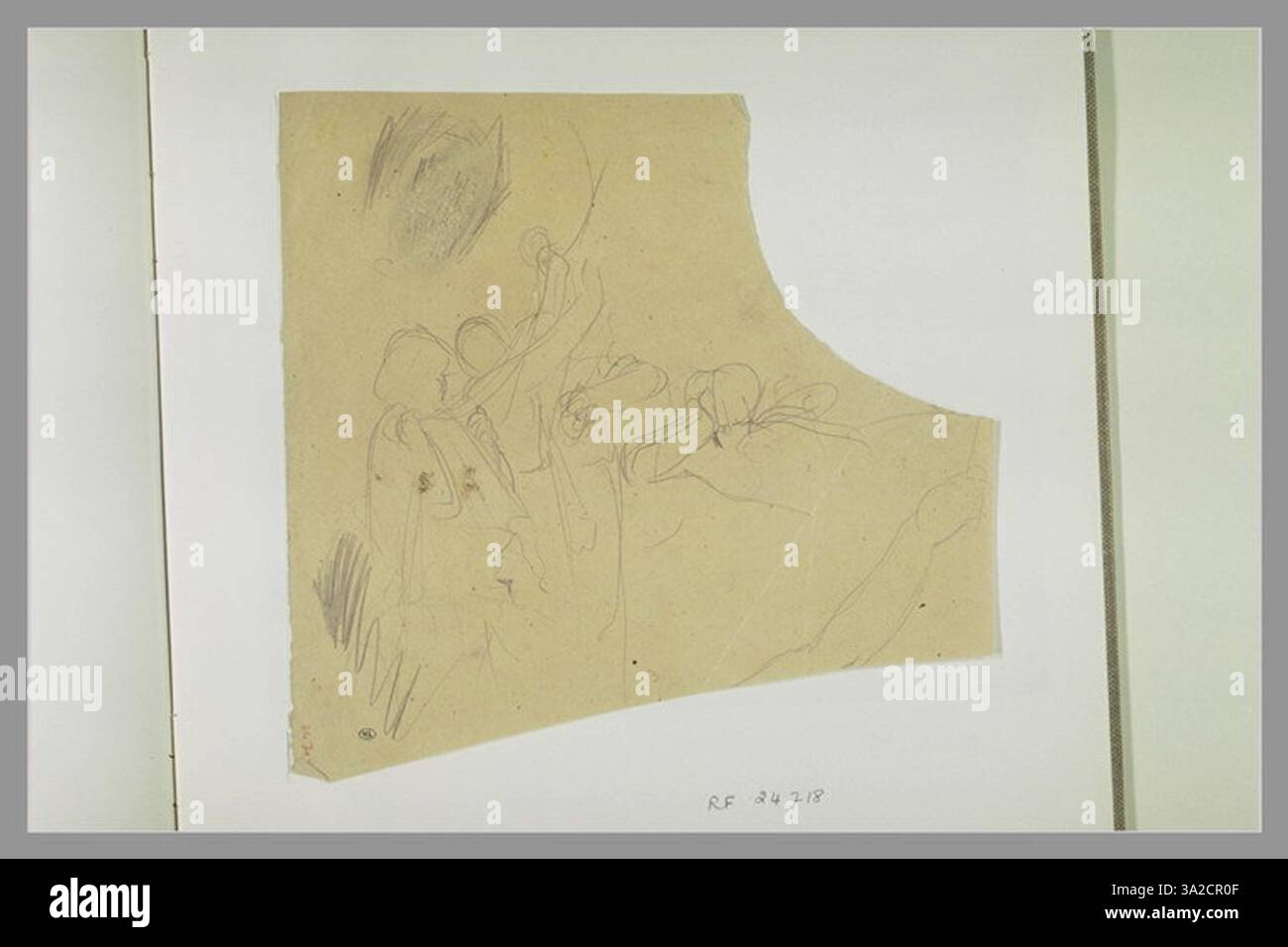 This drawing depicts two figures raising their arms, with one figure ...