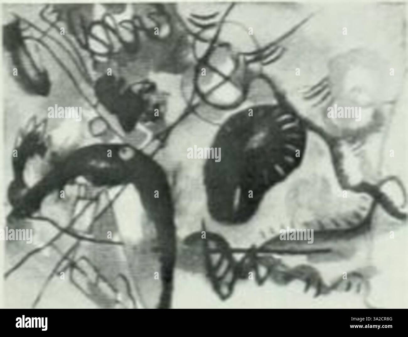 Kandinsky’s '077' features a combination of angular and curved shapes ...