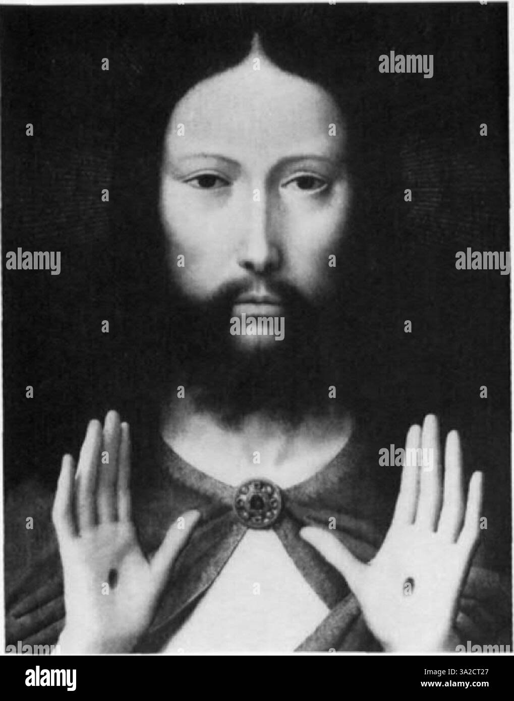 This work captures the detailed portrayal of sacred figures, focusing ...