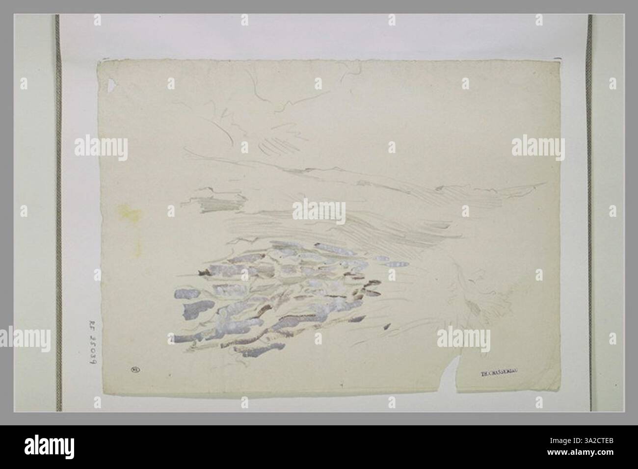 A rocky and hilly landscape by Théodore Chassériau, showing the ...