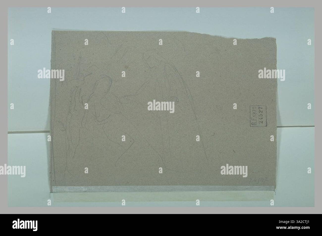 This artwork shows a figure bowing before another character, captured ...