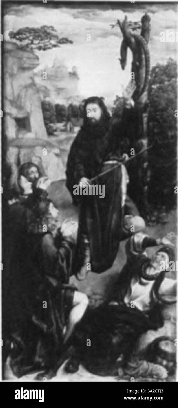 The painting integrates human figures with a dramatic landscape ...