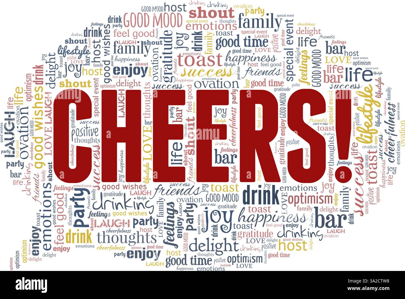 Cheers! vector illustration word cloud isolated on a white background ...