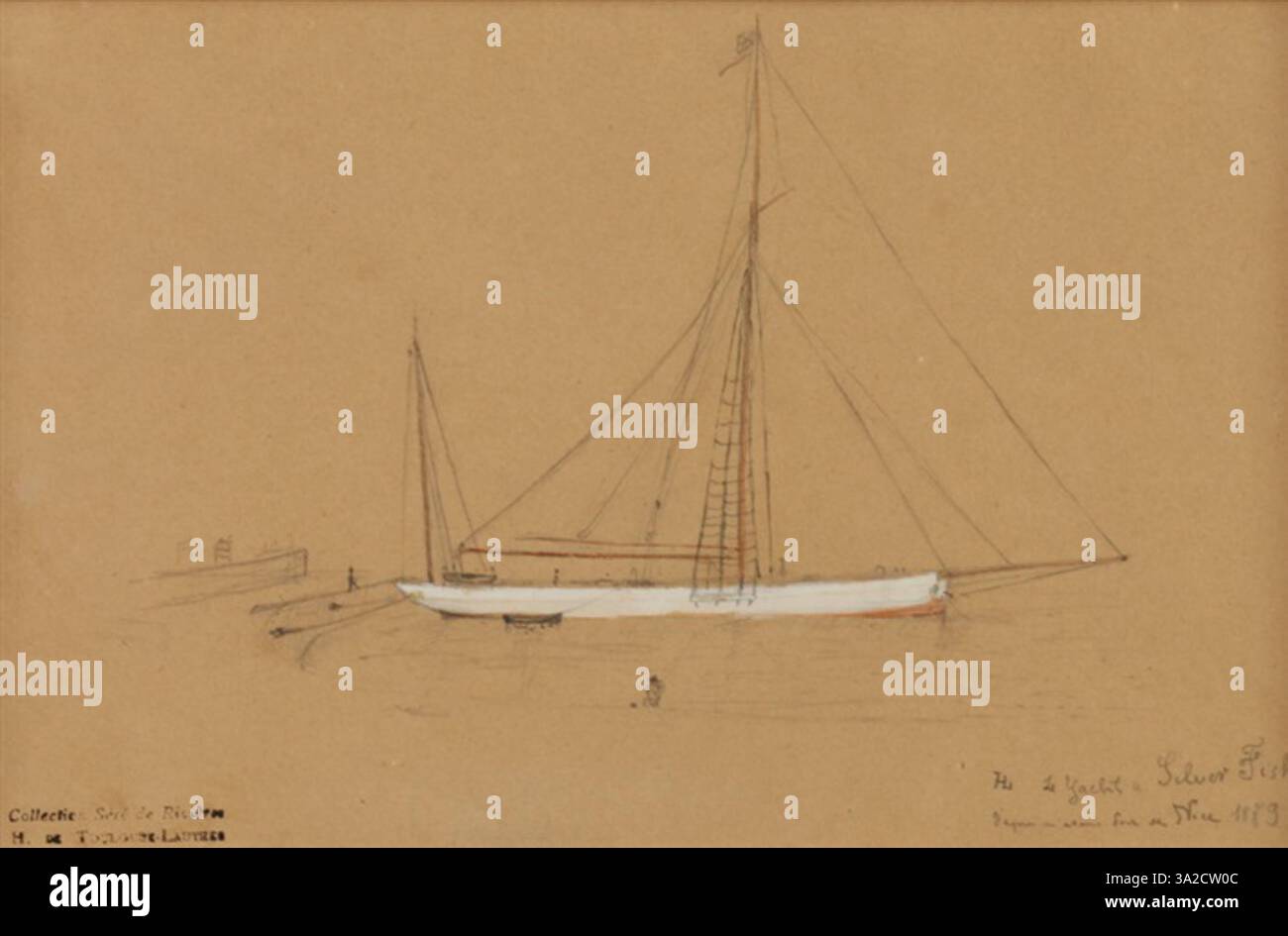 'Le Yatch Silver Fish' depicts a yacht at sea, with Toulouse-Lautrec’s ...