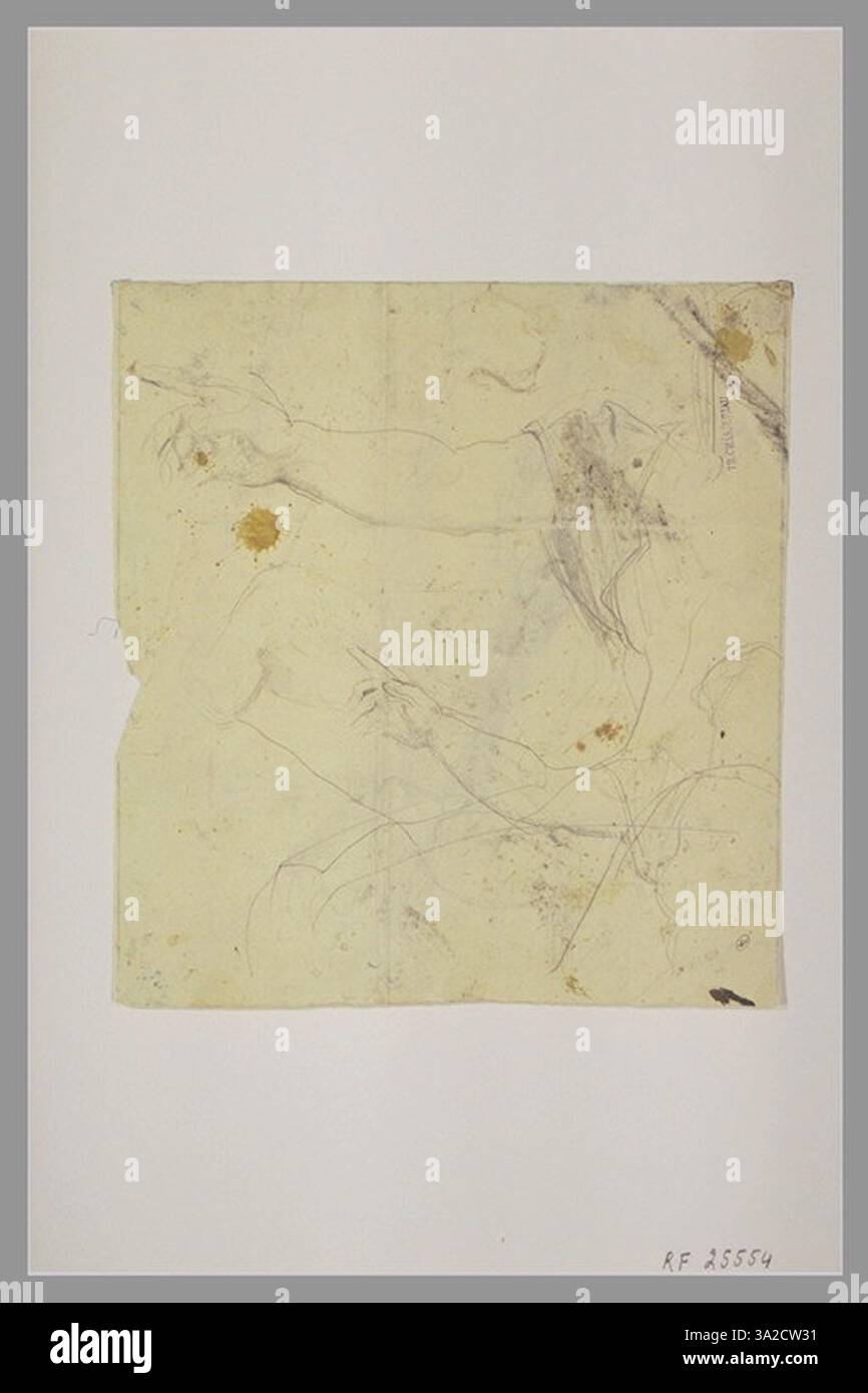 This drawing features two studies of arms, focusing on their position ...