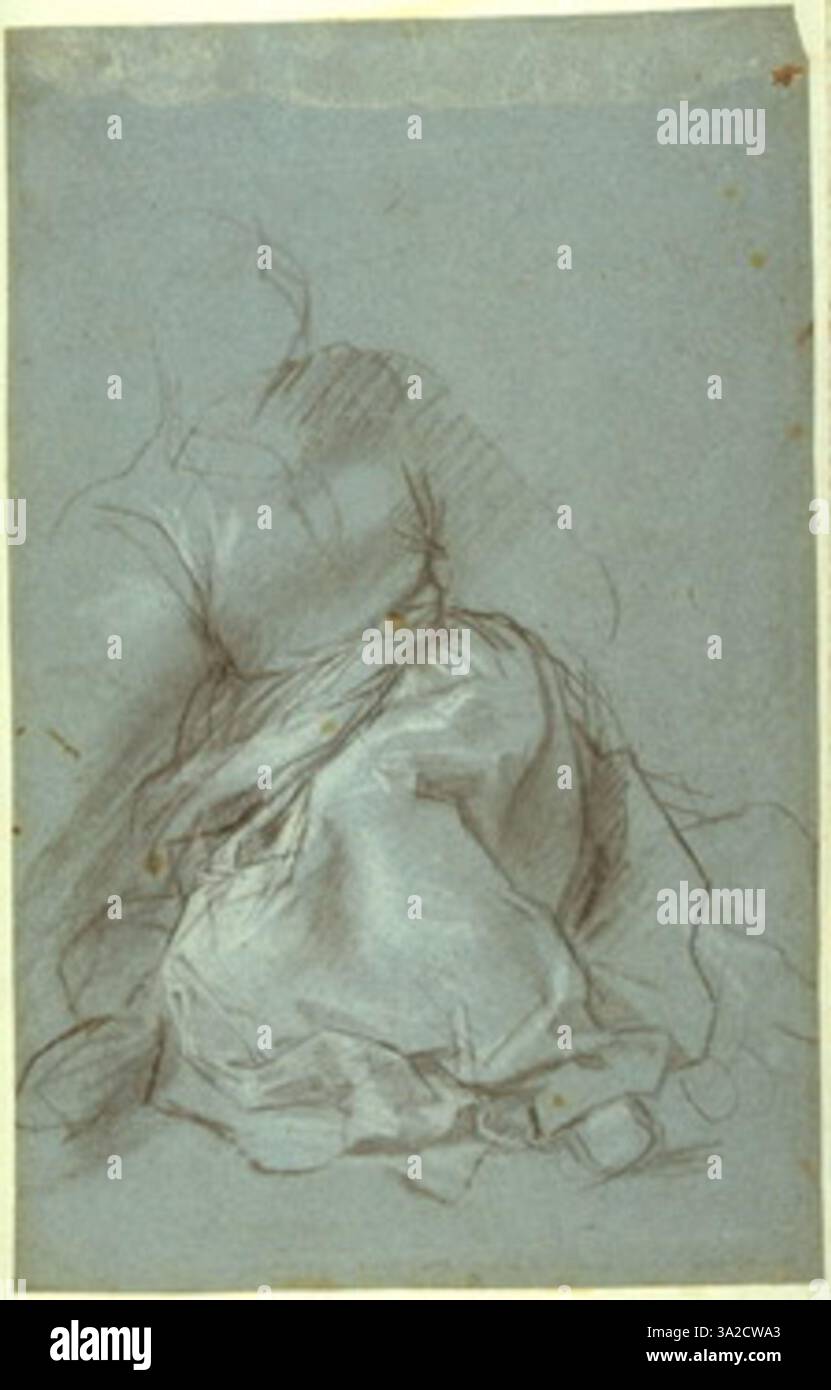 A study of a seated female figure by Barocci, with drapery above ...