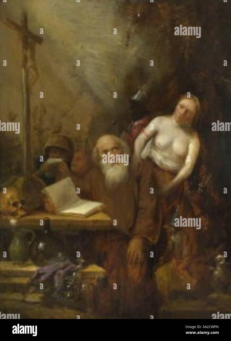 This painting represents the temptation of Saint Anthony, a theme common in religious art, where ...