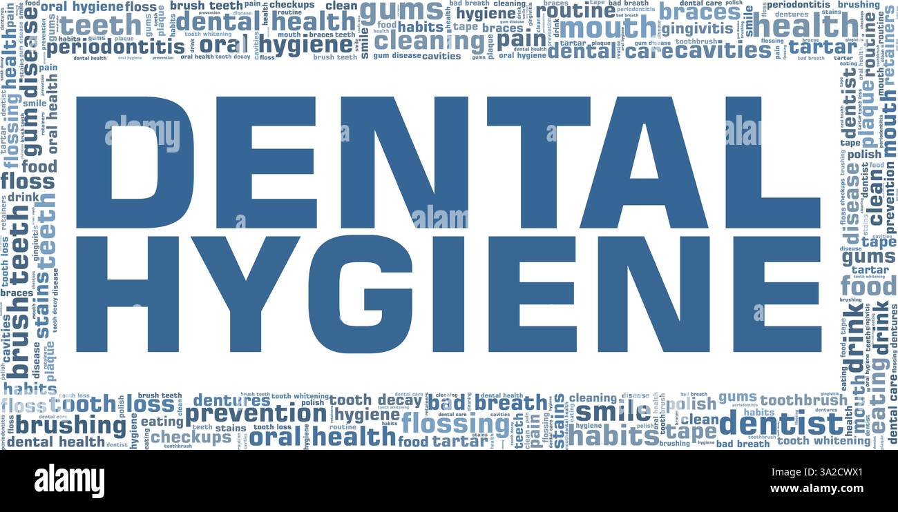 Dental Hygiene vector illustration word cloud isolated on a white ...