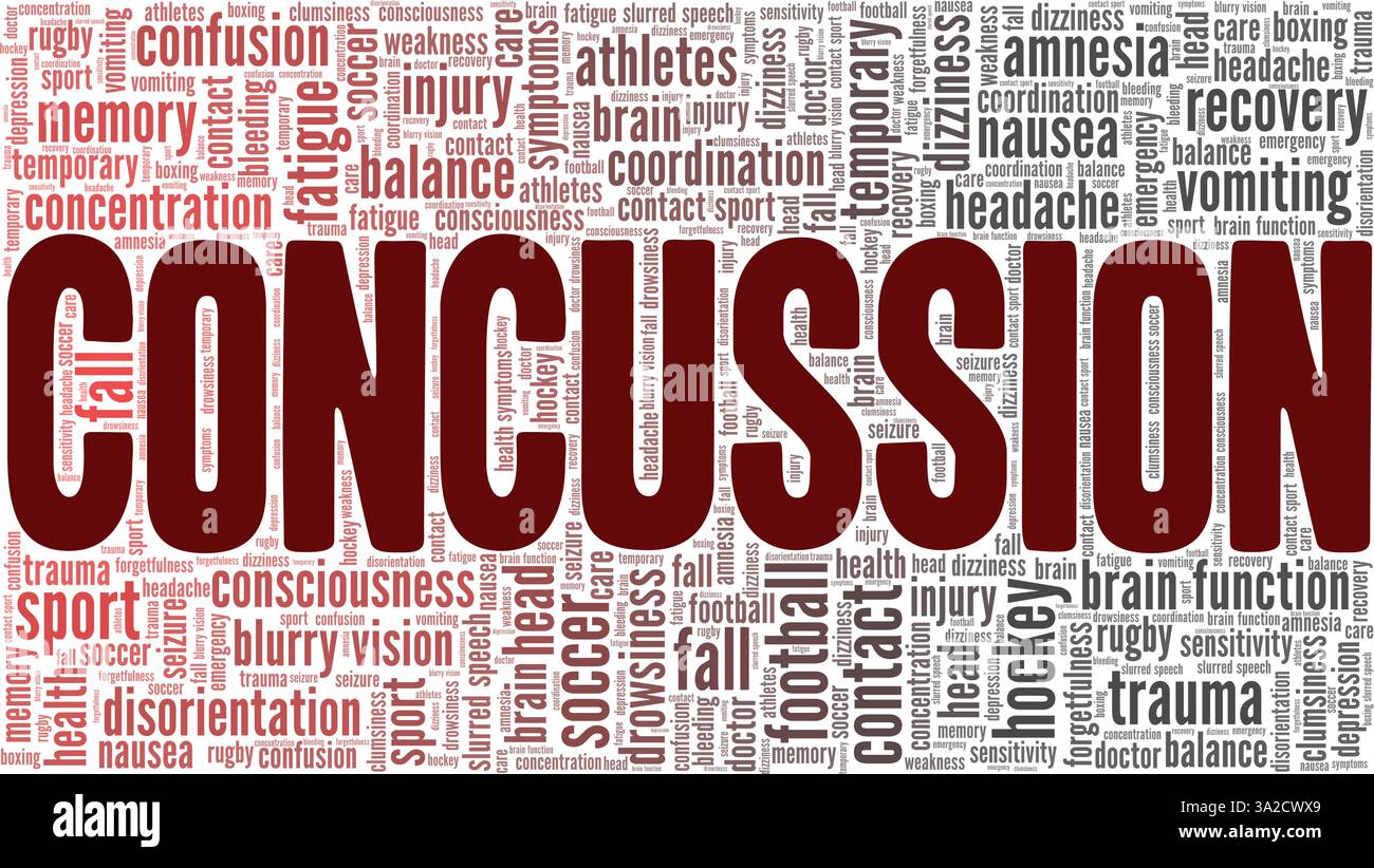 Concussion vector illustration word cloud isolated on a white ...