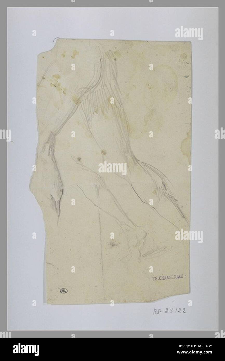 Chassériau’s study of legs, emphasizing anatomical details and ...