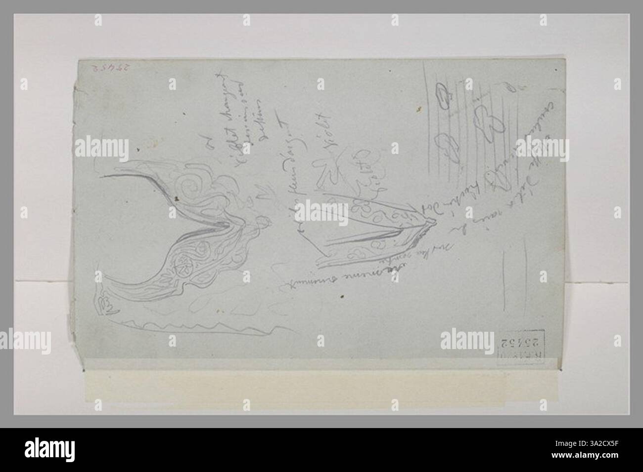 This verso sketch by Chassériau focuses on ornamental patterns ...