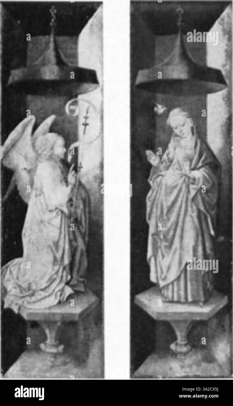 Figures in this piece are depicted in prayer, with a focus on the fine ...