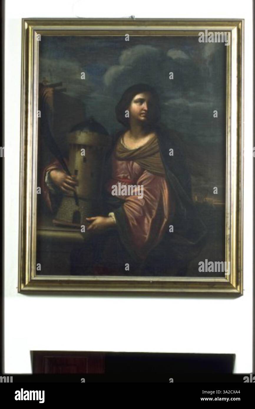 This early 17th-century painting by Guercino depicts Saint Barbara, a ...