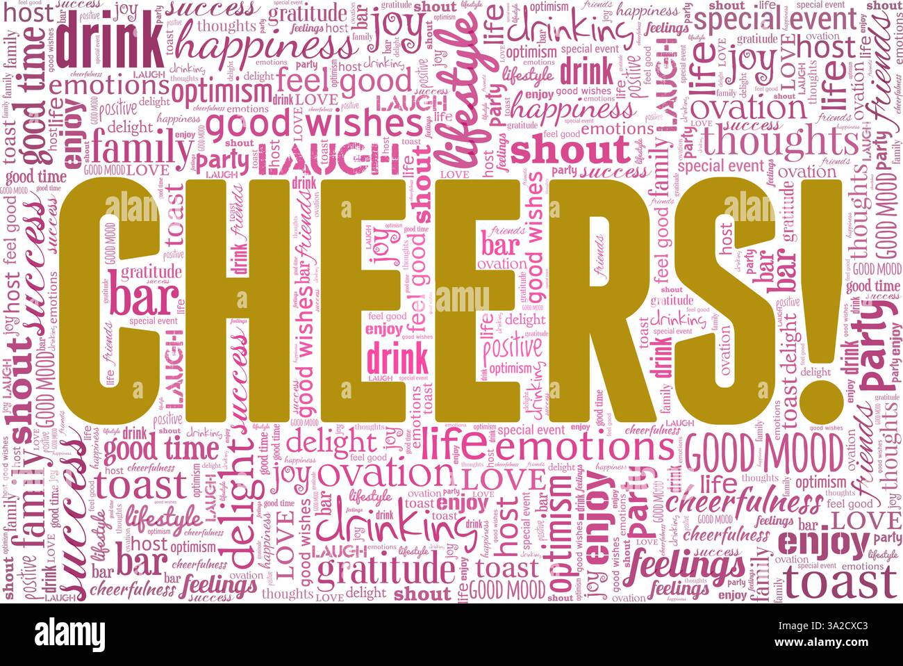 Cheers! vector illustration word cloud isolated on a white background ...