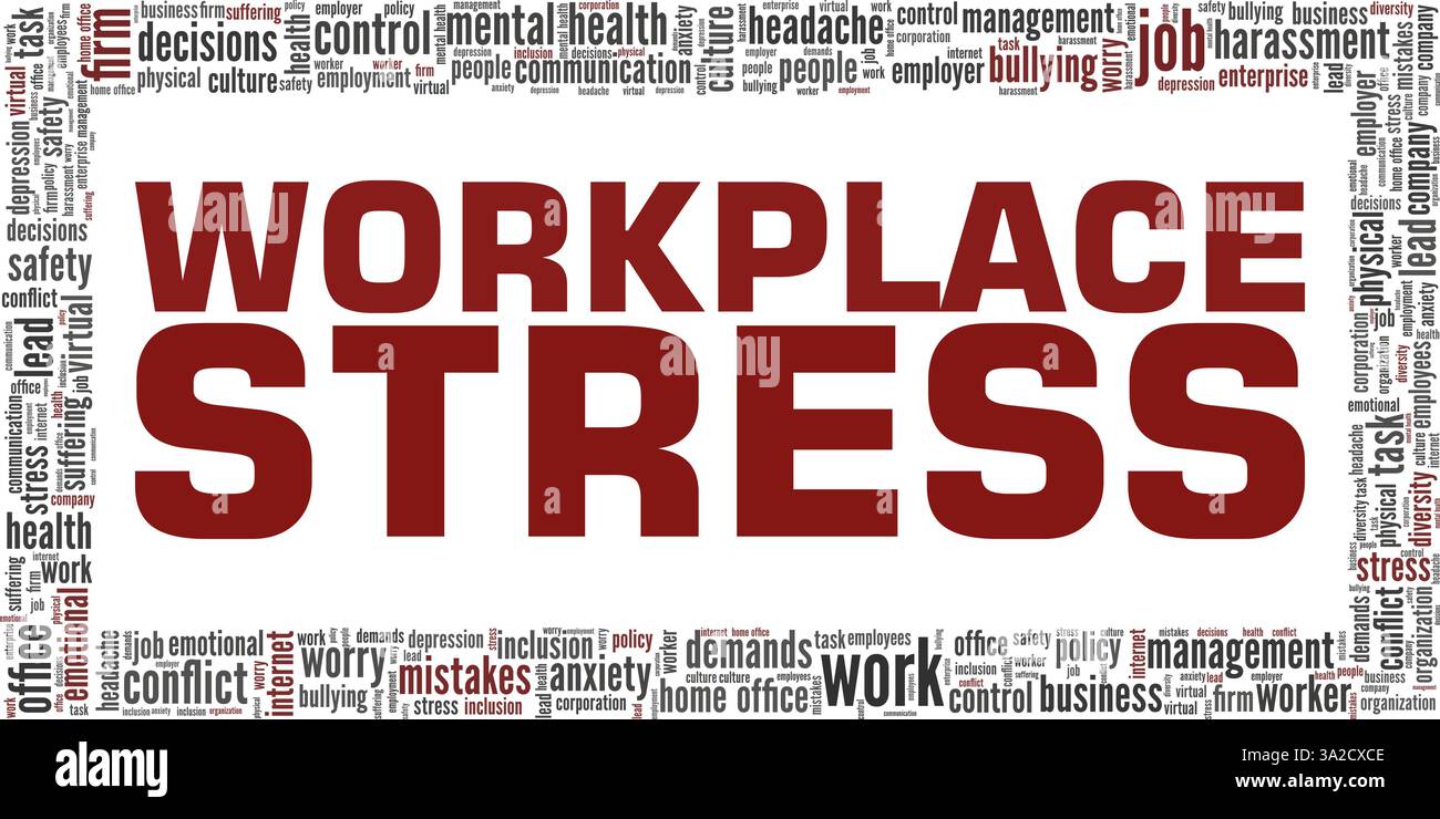 Workplace Stress vector illustration word cloud isolated on a white ...
