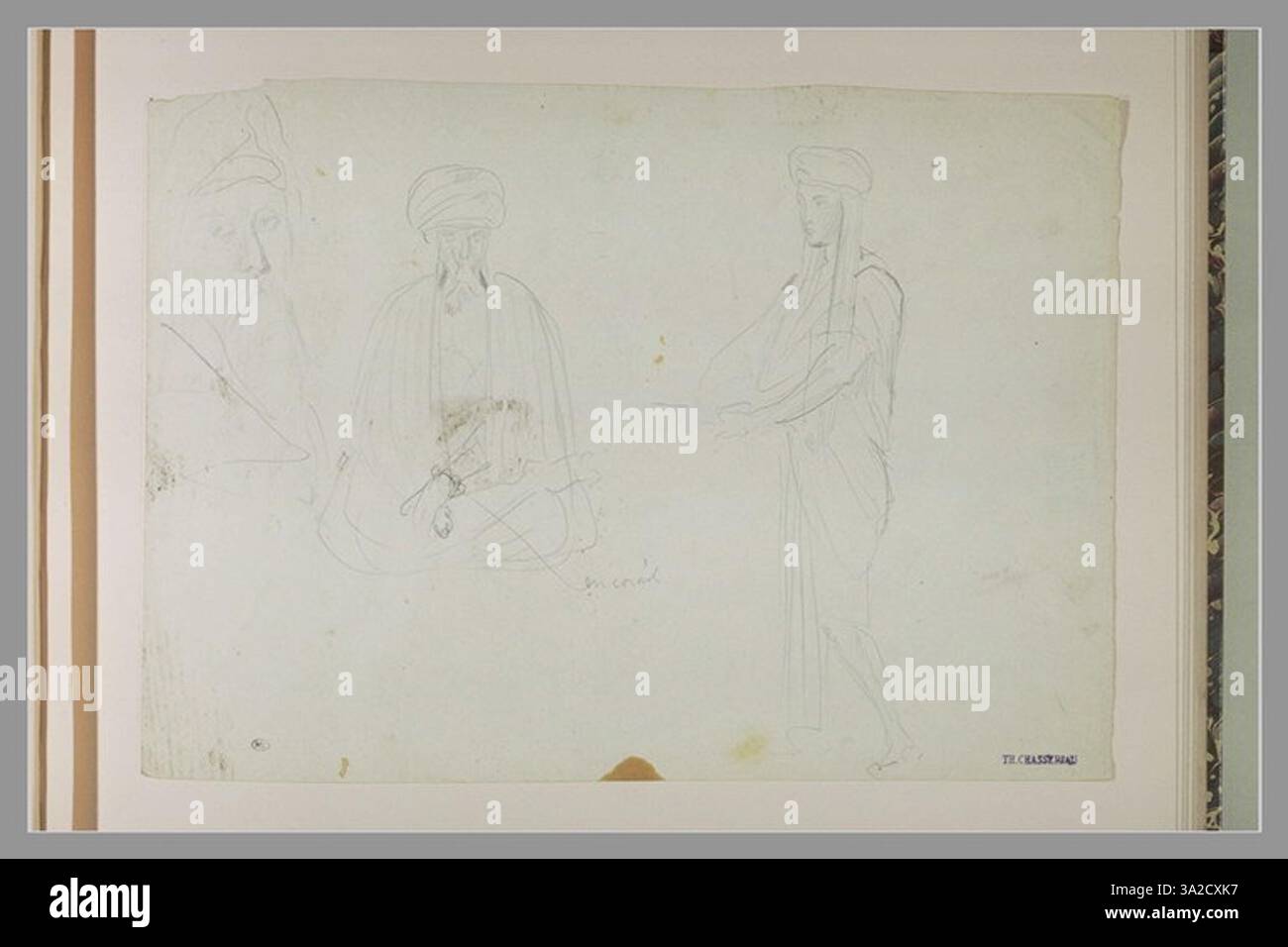 A study of three figures of Eastern men, focusing on their posture ...