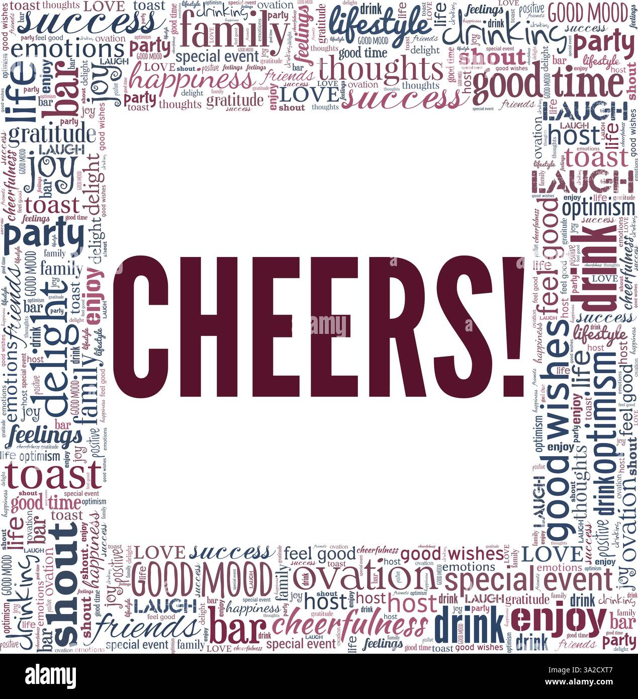 Cheers! vector illustration word cloud isolated on a white background ...