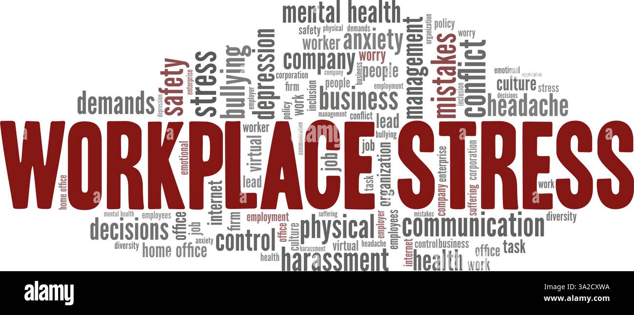 Workplace Stress vector illustration word cloud isolated on a white ...
