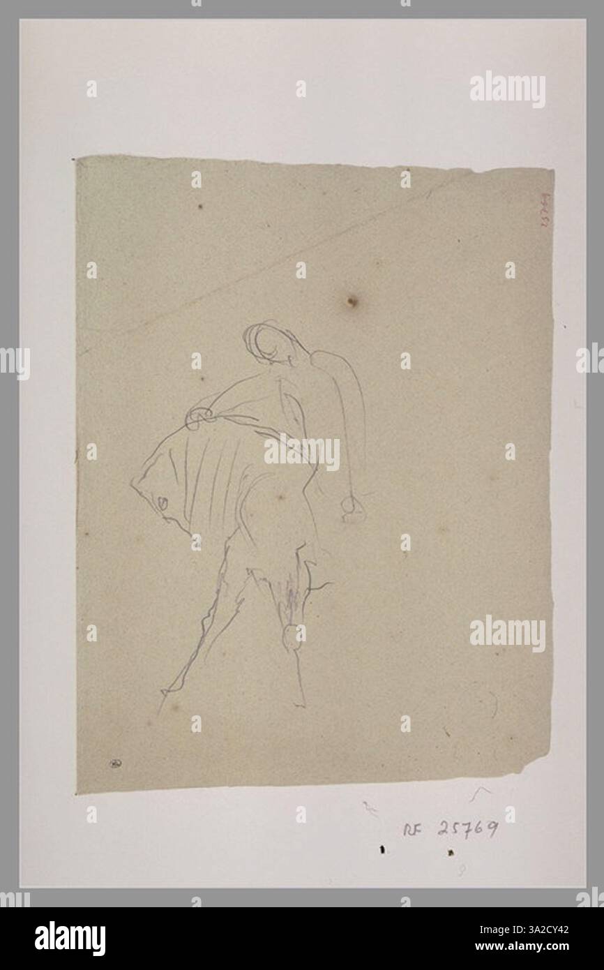 This verso drawing depicts a rider facing forward with the horse’s head ...