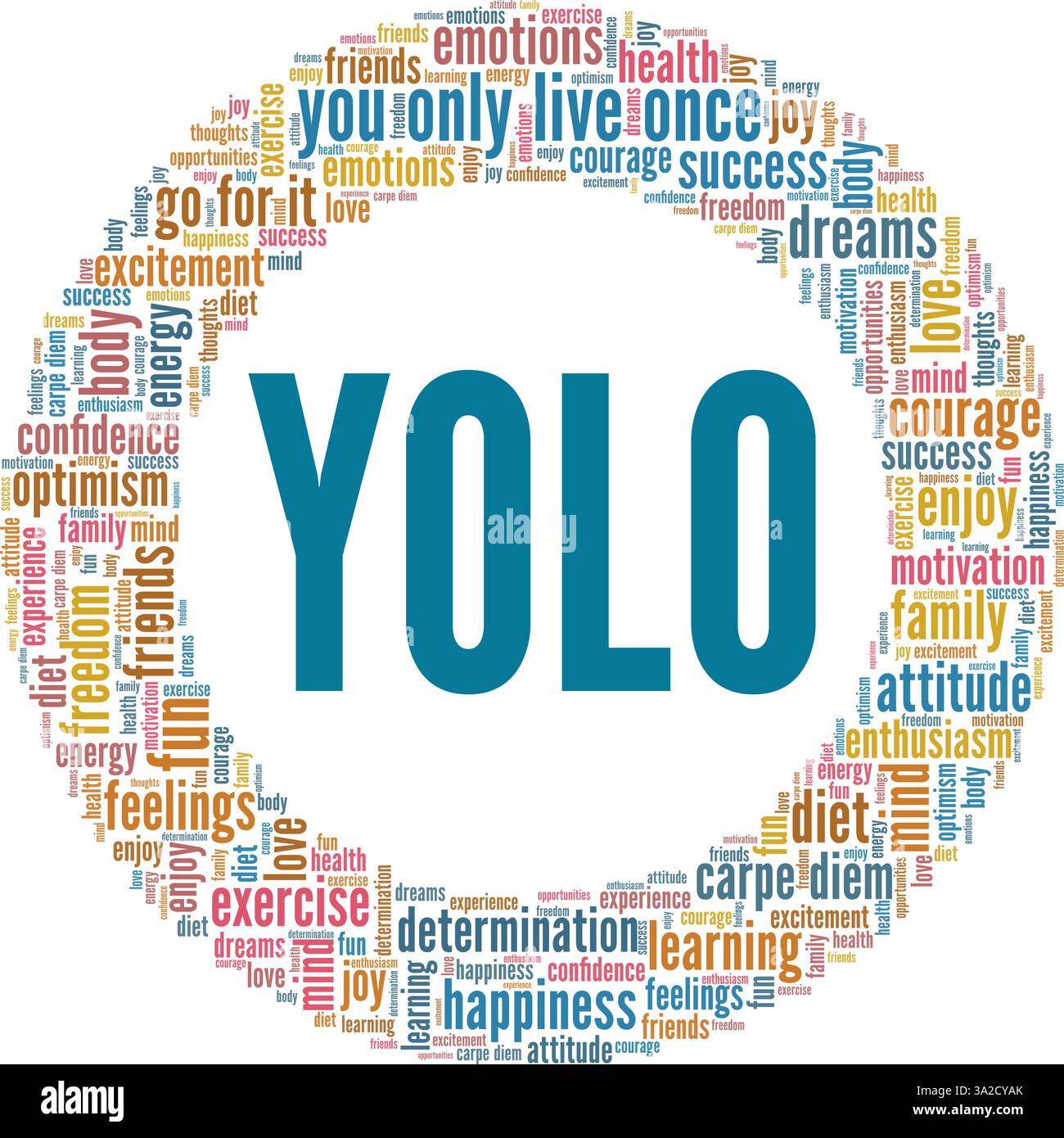 YOLO - You Only Live Once vector illustration word cloud isolated on a ...