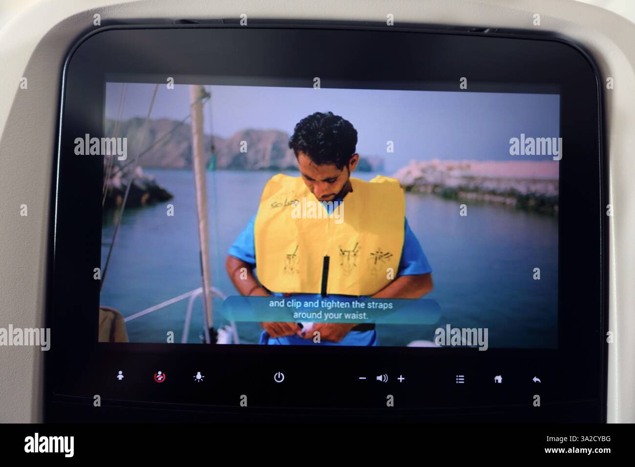 Pre-Flight Demonstration Safety Video on the back of Seats on Oman Air ...
