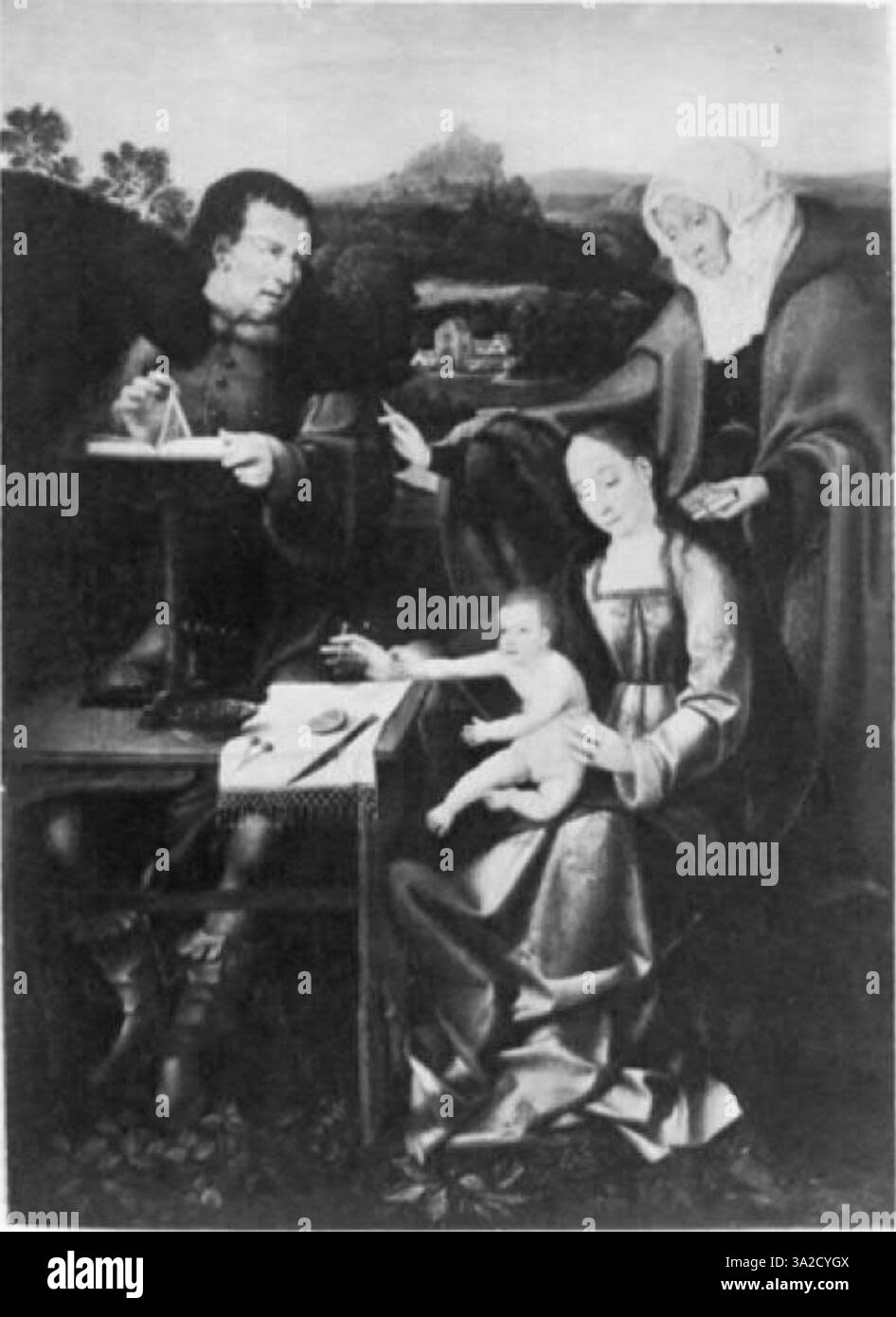 Joos van Cleve, Jan Provost, and Joachim Patenier's oil on panel depicts a richly detailed ...