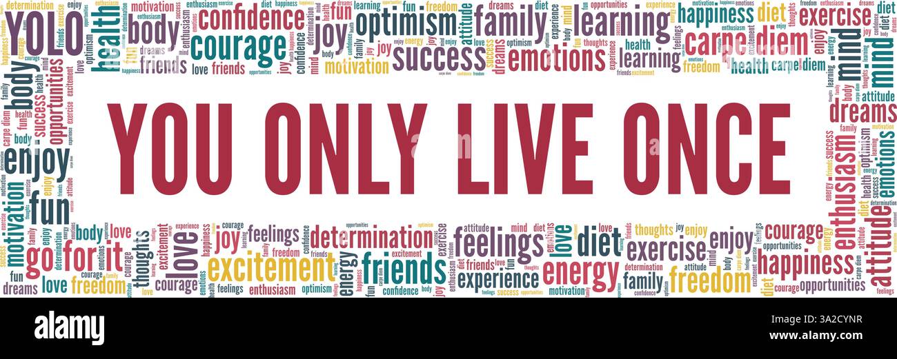 YOLO - You Only Live Once vector illustration word cloud isolated on a ...