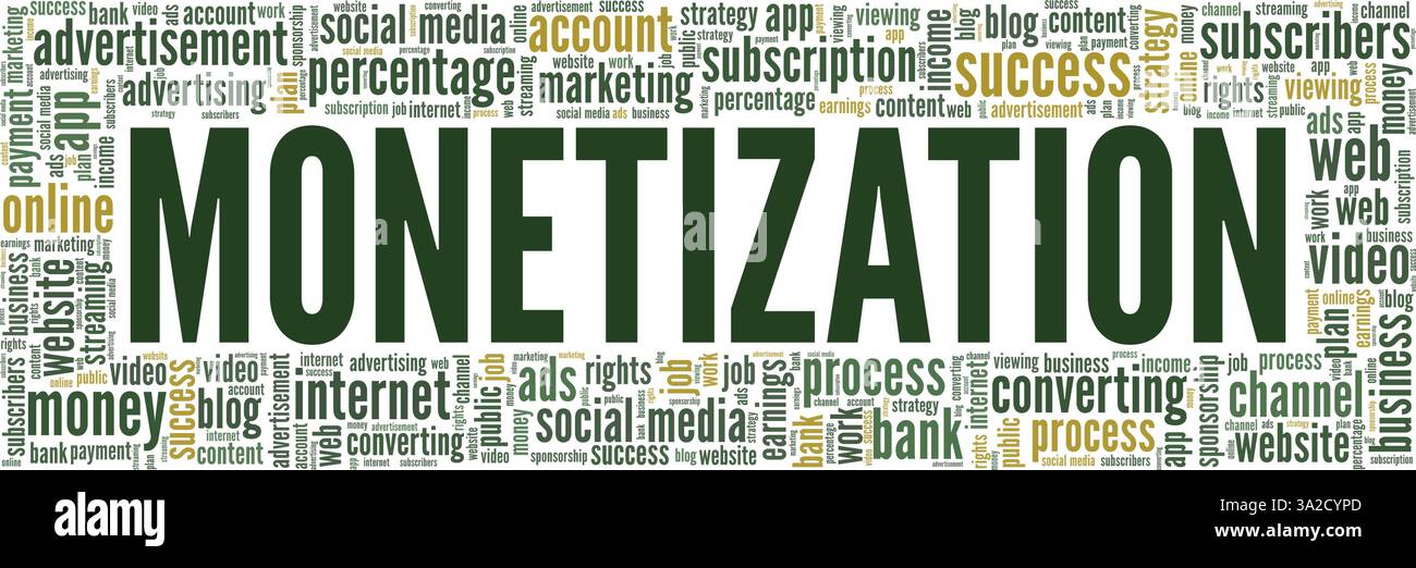 Monetization vector illustration word cloud isolated on a white ...