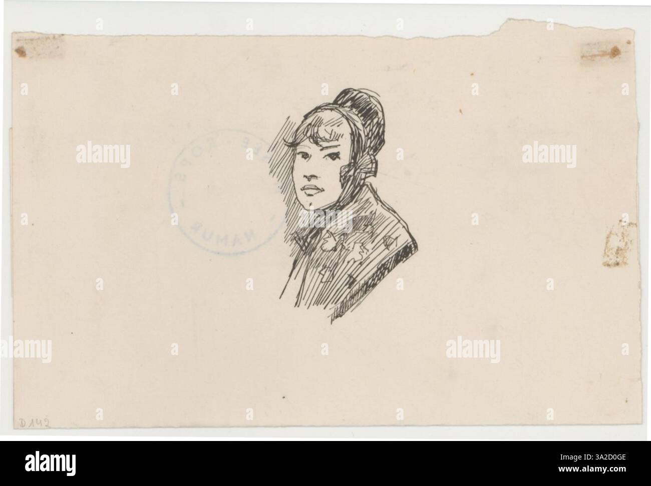 'Portrait de femme' depicts a woman in a contemplative pose, capturing ...