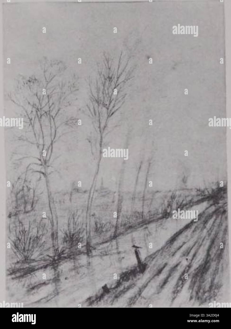 'Juvenilia 15' by Vincent van Gogh is an early drawing focused on the ...