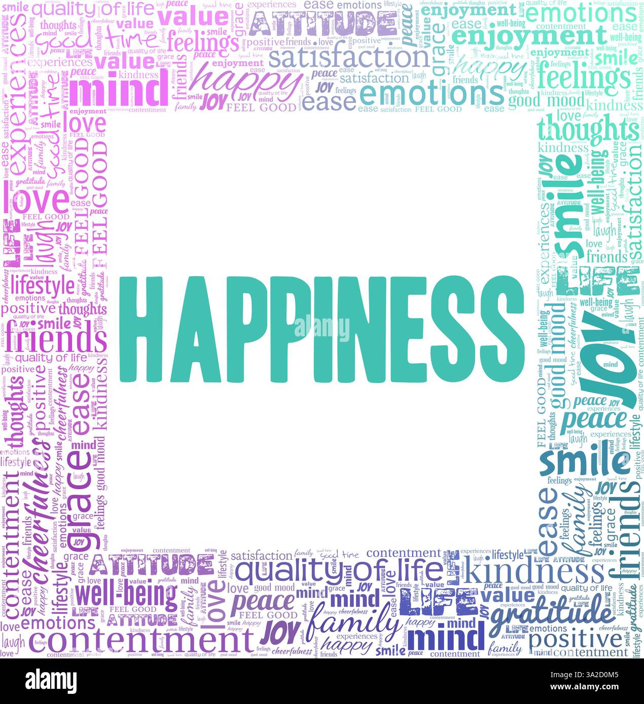Happiness vector illustration word cloud isolated on a white background ...