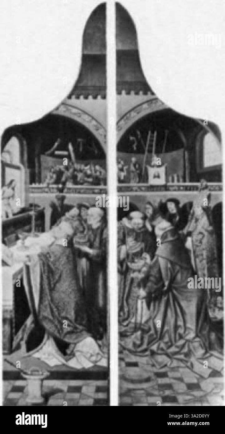 Van Scorel and Coeck van Aelst’s painting depicts sacred figures in precise detail, using vivid ...