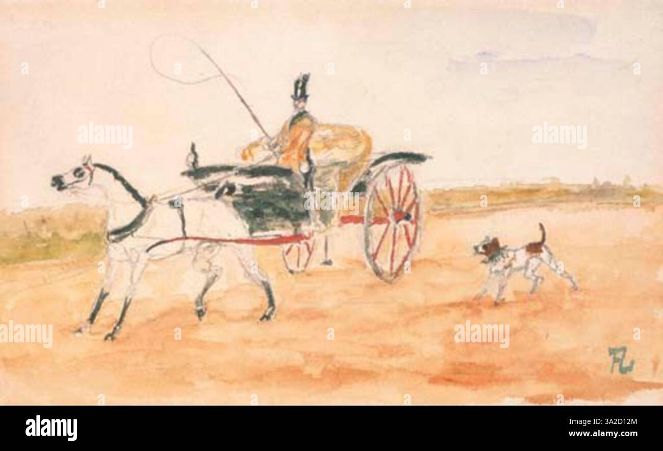 In 'Le tilbury,' Toulouse-Lautrec depicts a man driving a tilbury, a ...