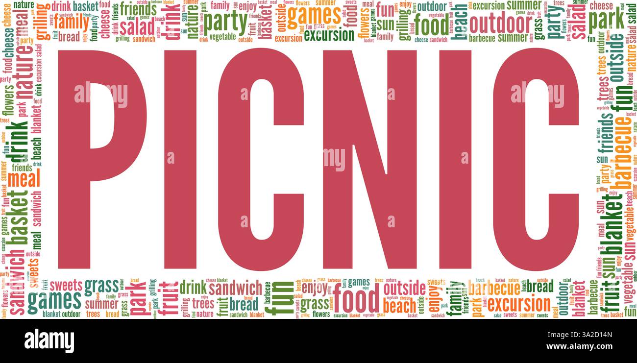 Picnic vector illustration word cloud isolated on a white background ...