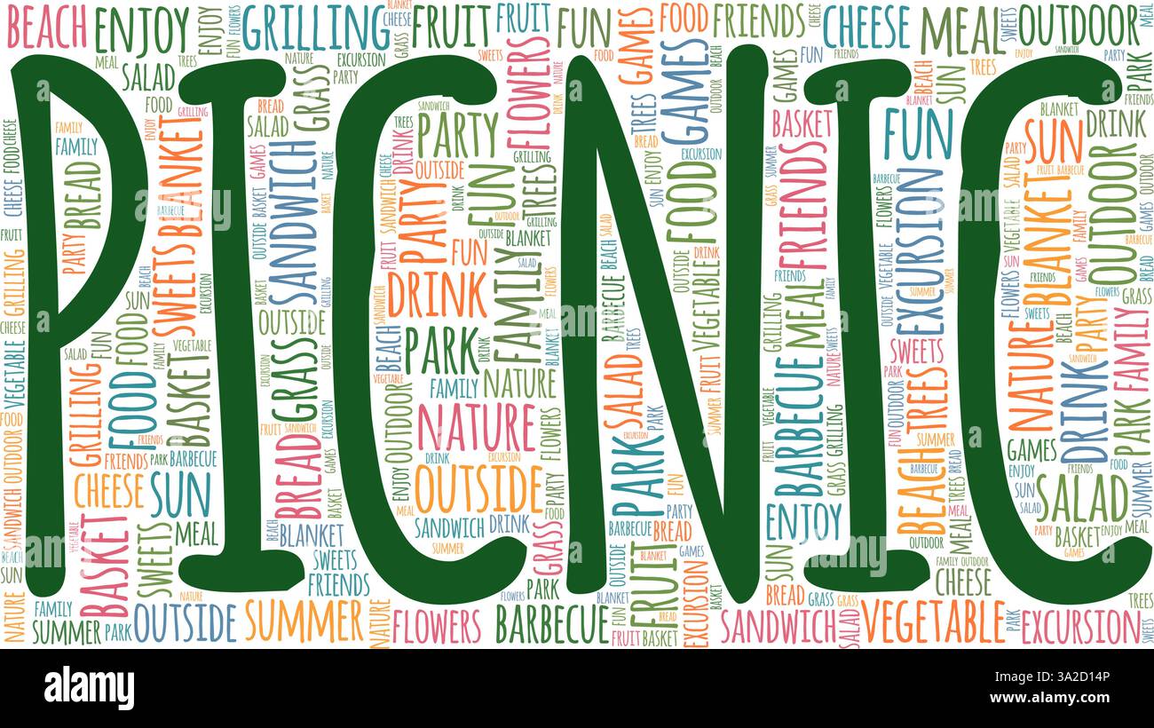 Picnic vector illustration word cloud isolated on a white background ...