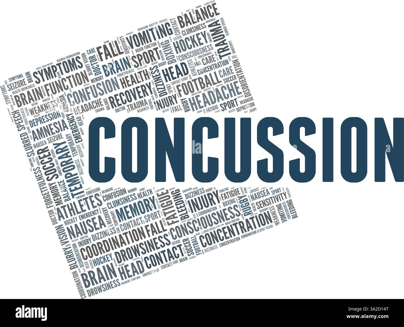 Concussion vector illustration word cloud isolated on a white ...