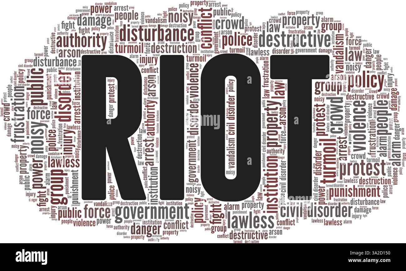 Riot vector illustration word cloud isolated on a white background ...