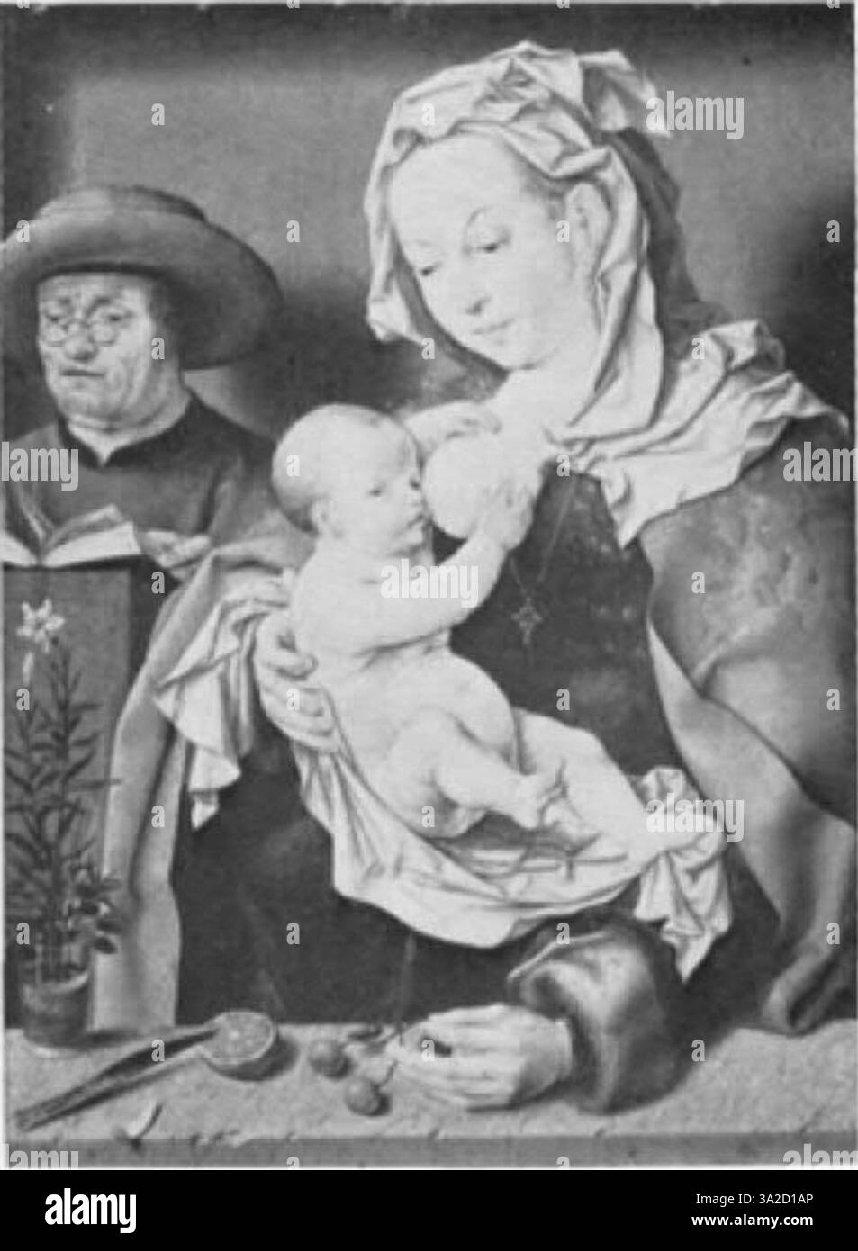 This painting by Joos van Cleve, Jan Provost, and Joachim Patenier depicts the serene yet ...