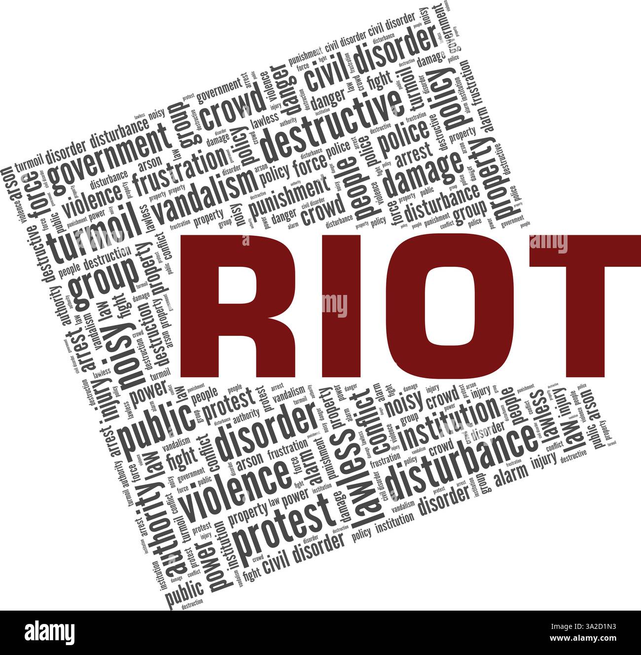 Riot vector illustration word cloud isolated on a white background ...