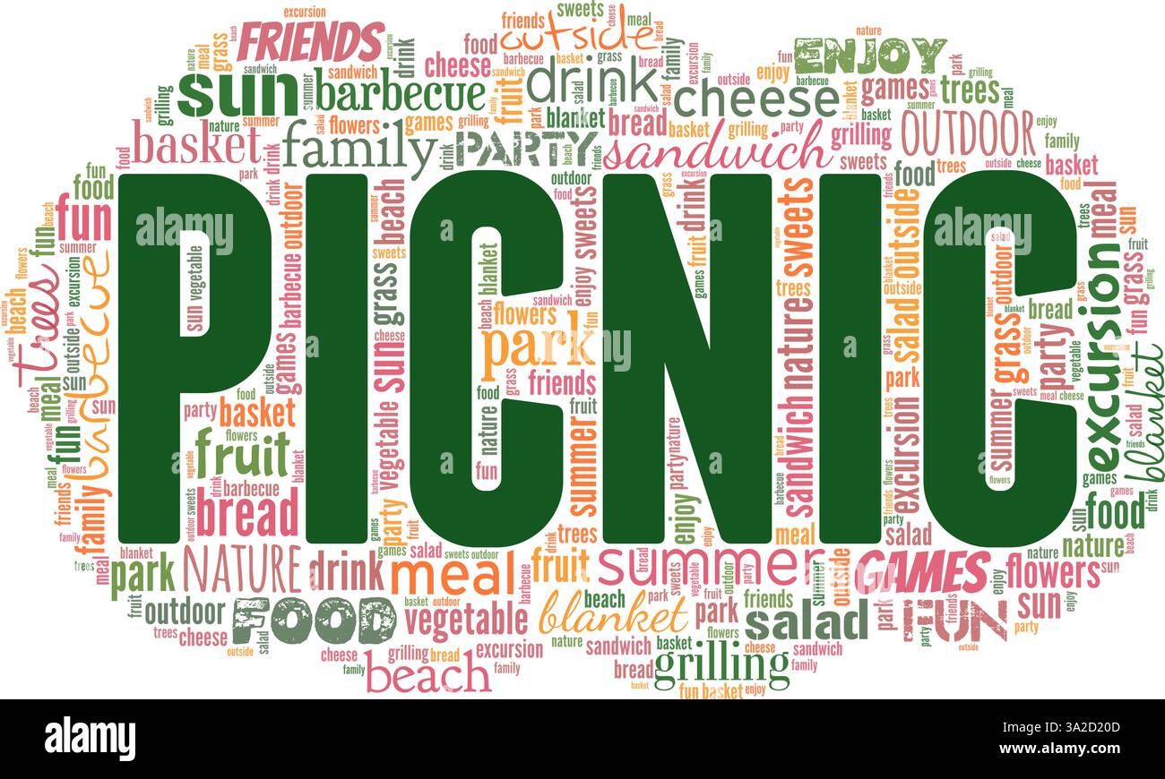 Picnic vector illustration word cloud isolated on a white background ...