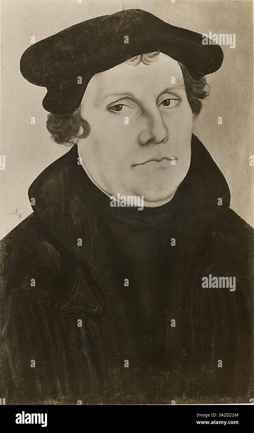 This bust-length portrait of Martin Luther by Lucas Cranach the Elder ...
