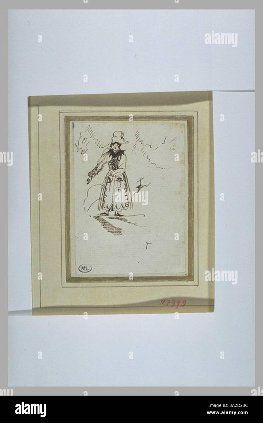 This sketch captures a peasant woman sowing seeds, depicting a moment ...