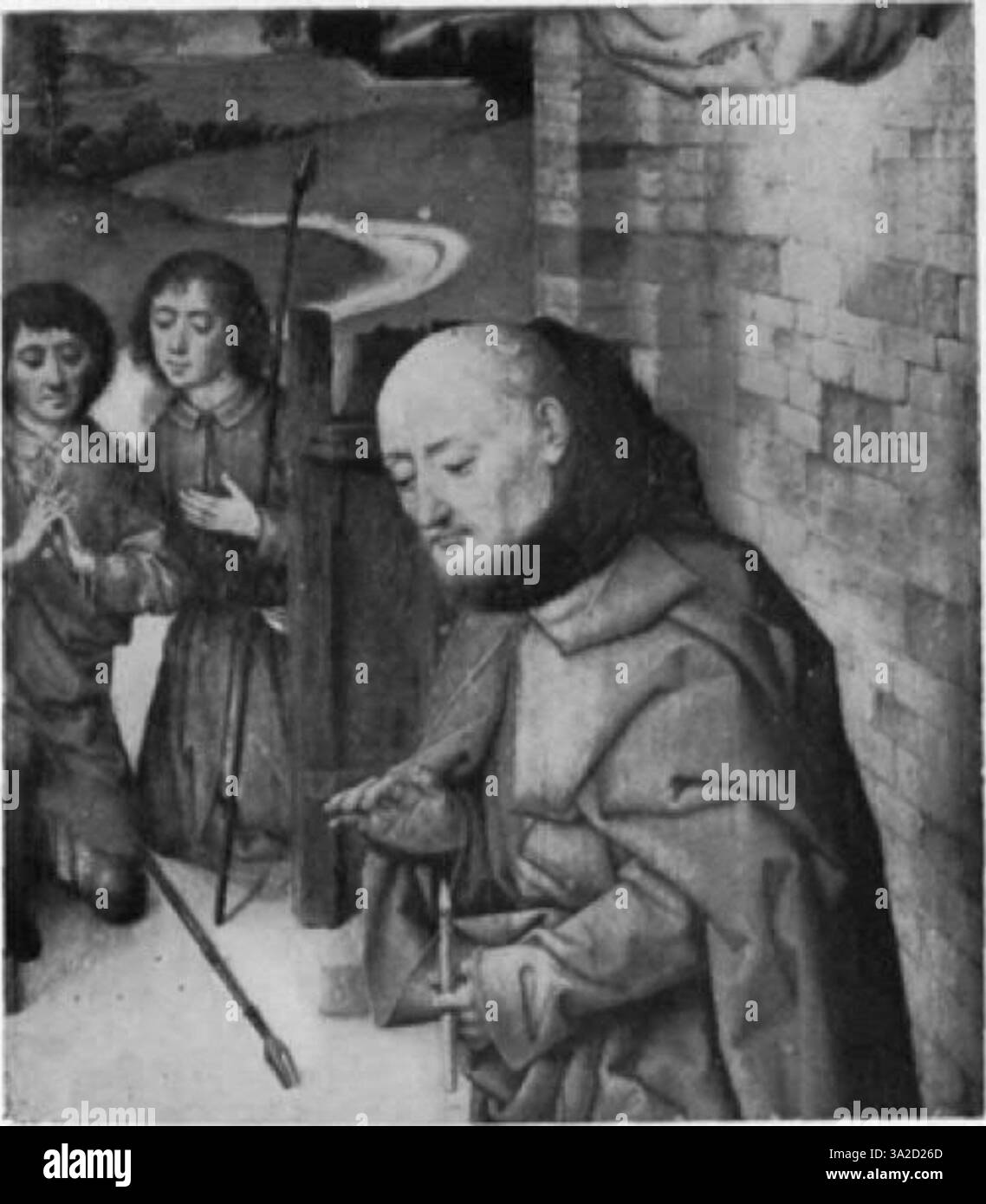 This work features figures depicted in prayer, emphasizing the ...