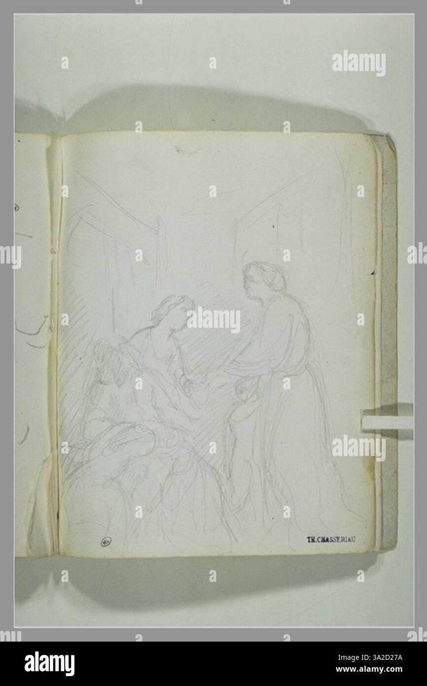 Chassériau’s figure study showcases a detailed representation of human ...
