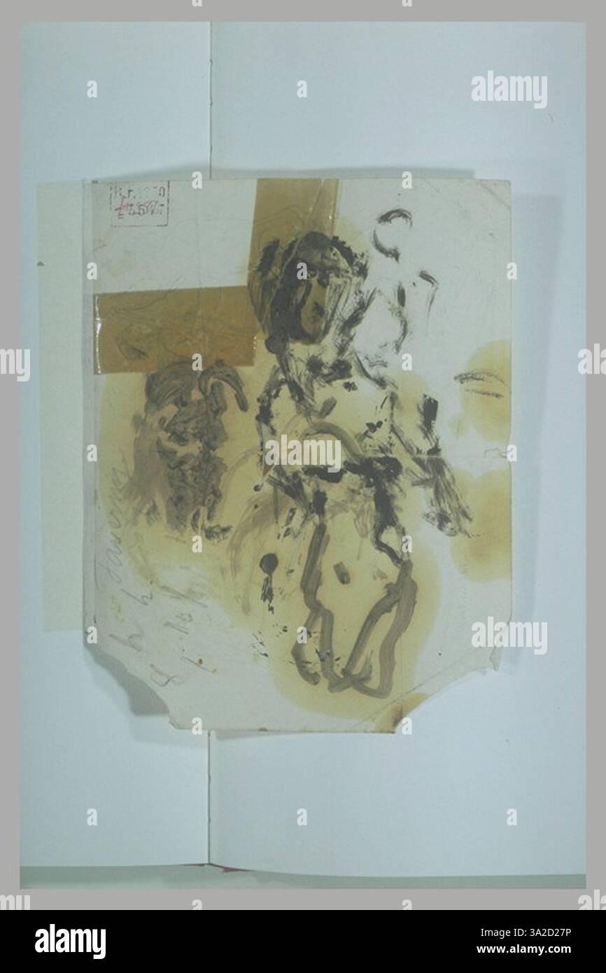 This verso drawing is a caricature, likely focusing on exaggerated ...