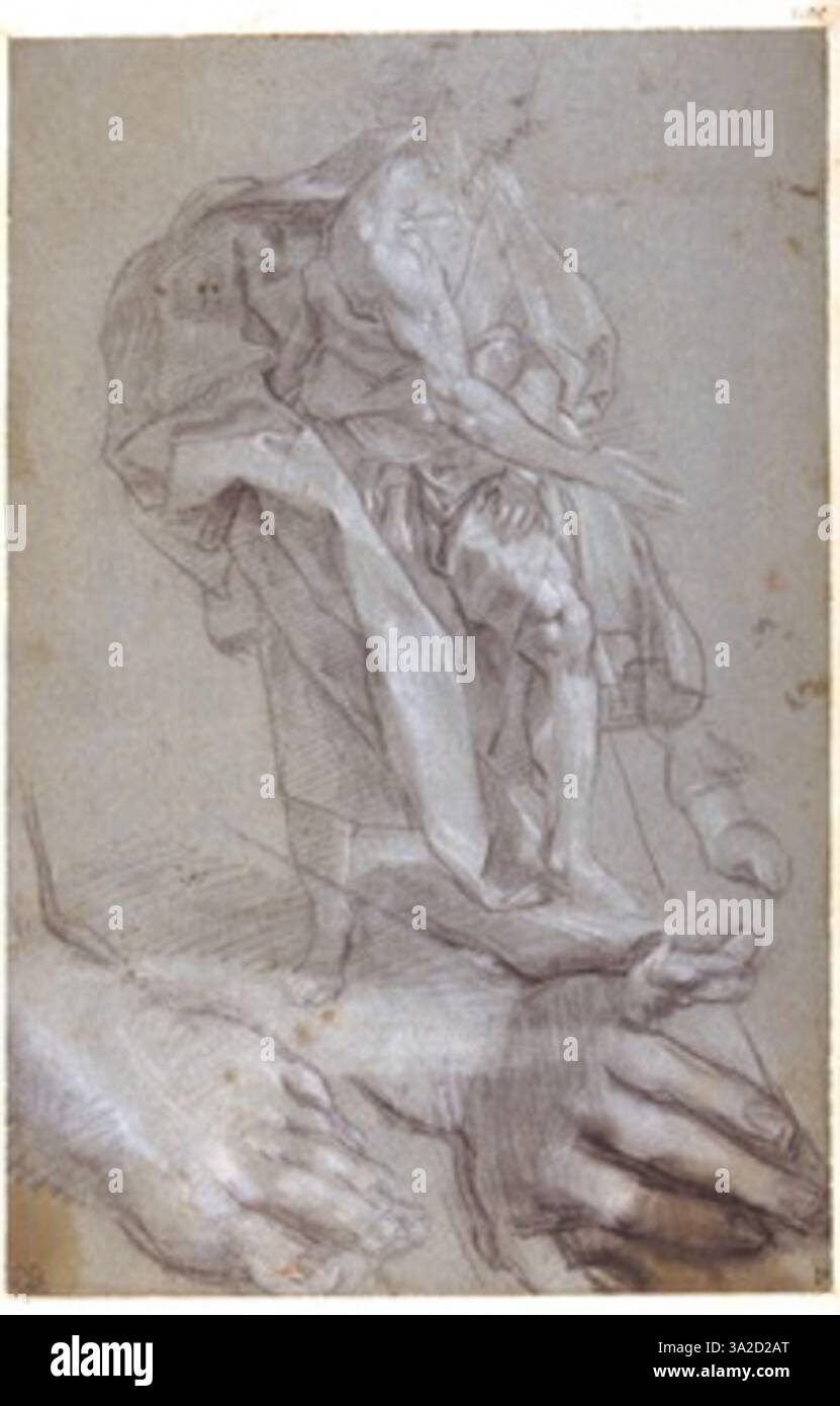 Study of a male figure, focusing on the detailed anatomy of the hand ...