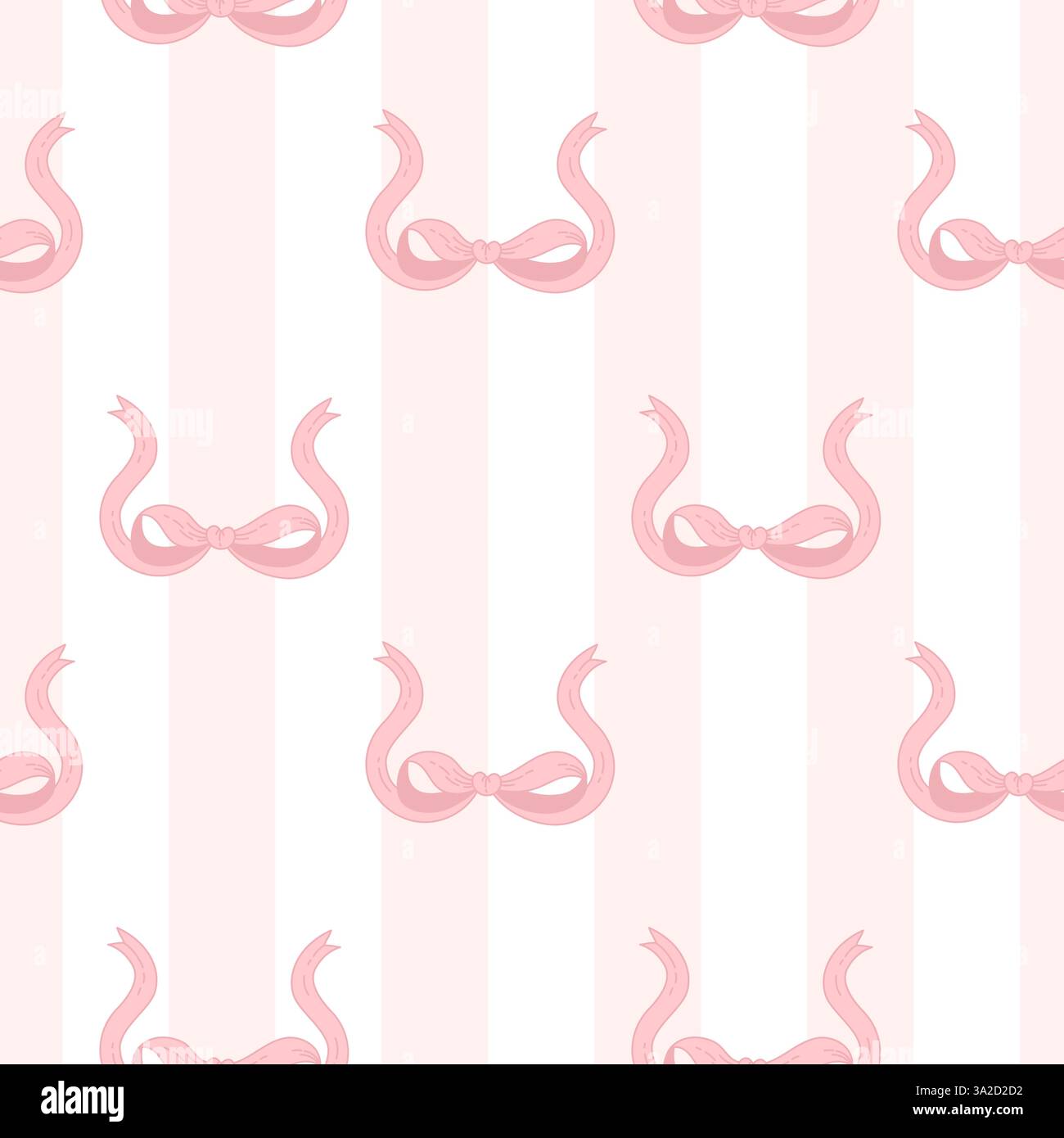 Vintage Coquette seamless pattern aesthetic ribbon bow on striped white ...