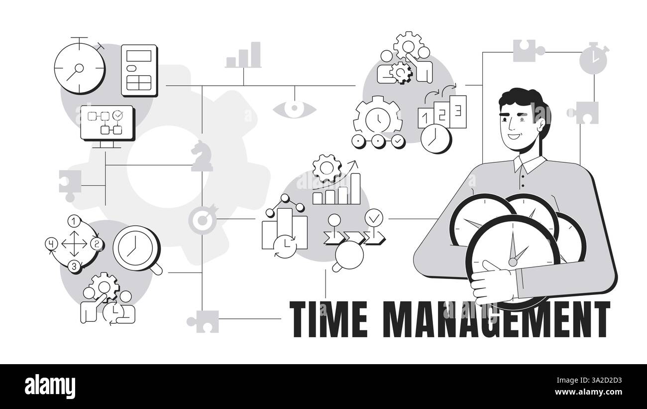 Time management banner conceptual illustration Stock Vector Image & Art ...